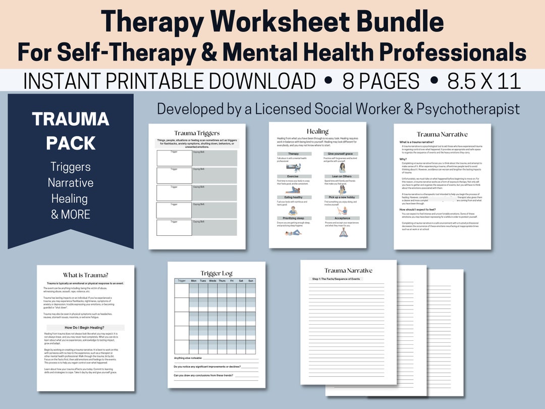 Therapy Worksheets: Trauma Pack | 8.5 X 11 Printable Downloads ...