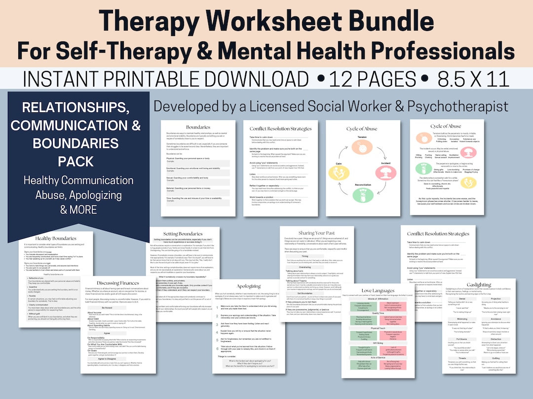 Therapy Worksheets: Communication & Boundaries Pack (relationships) | 8 ...