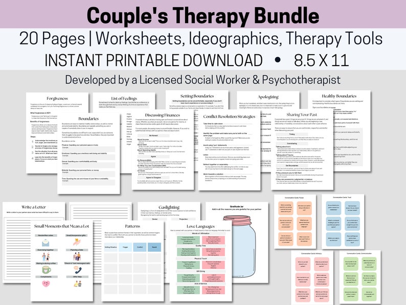 Couple's Therapy, Worksheets Bundle, Couple's Activities, Love ...