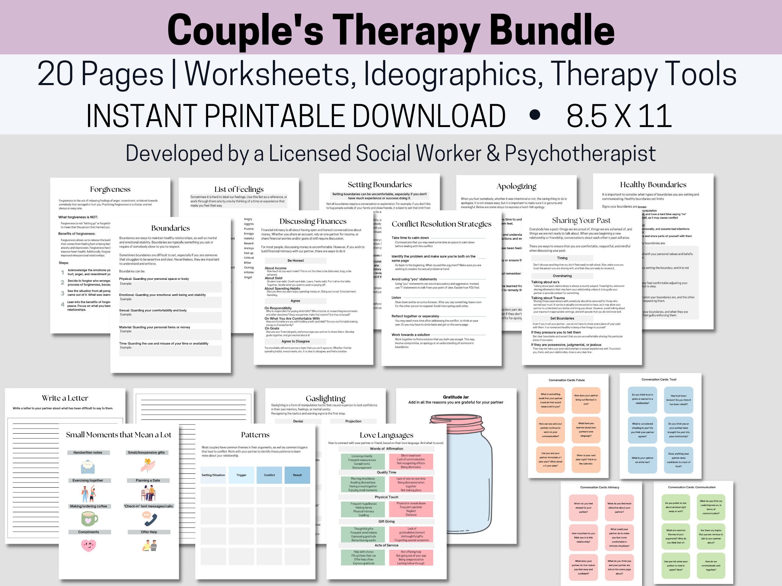 Couple's Therapy, Worksheets Bundle, Couple's Activities, Love ...