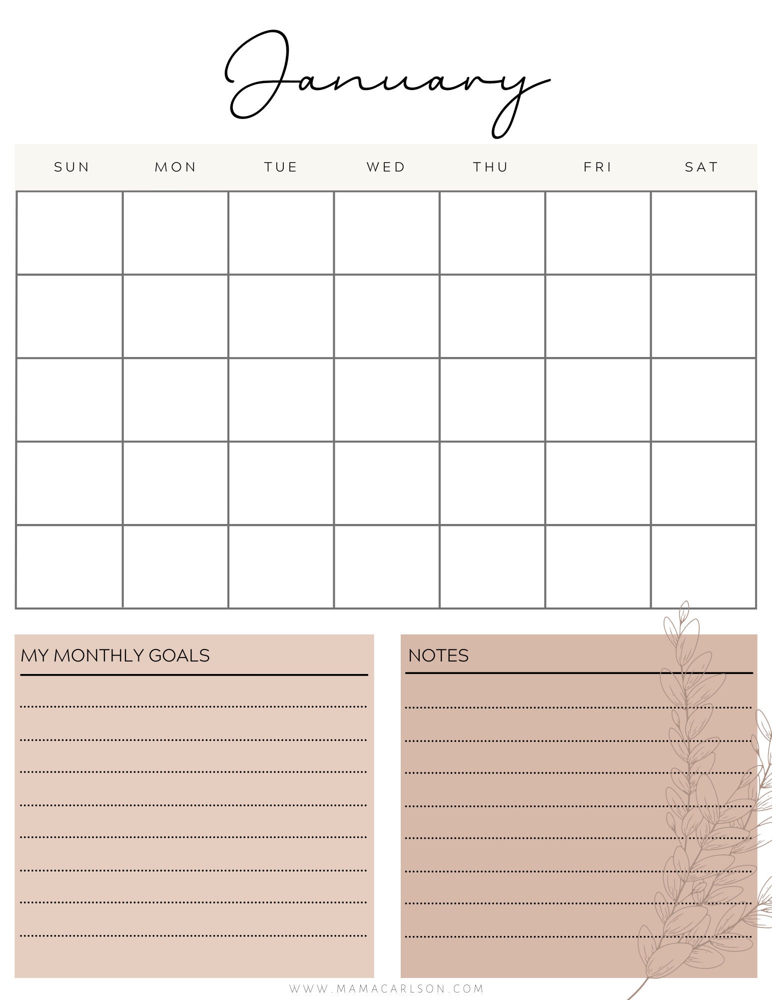 Monthly Planner W/months Digital Download Instant Download Canva ...