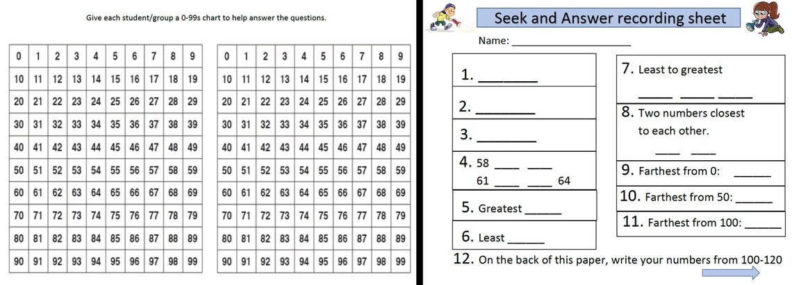 1st Grade Math Activity: Counting to 120 Interactive Learning Numerals ...