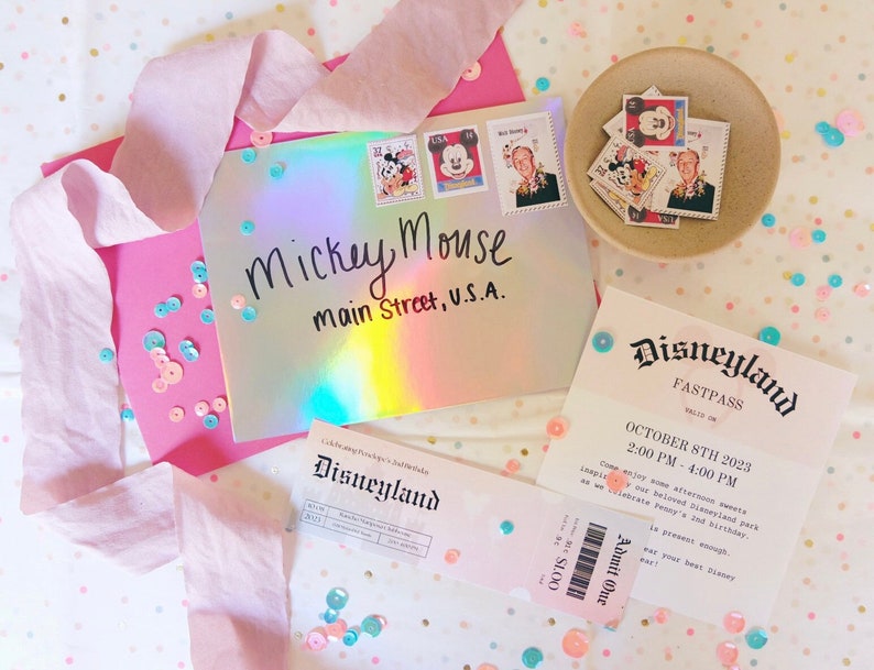 Vintage Pastel Disneyland Ticket Invite - Etsy