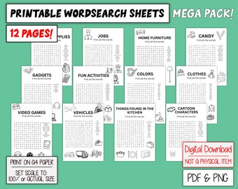 20 Printable Activities for Kids Find A Word Activity Bundle Printable ...