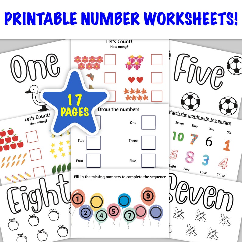 Kids Fun Worksheets and Activities! Number Exercises for Kids Printable ...