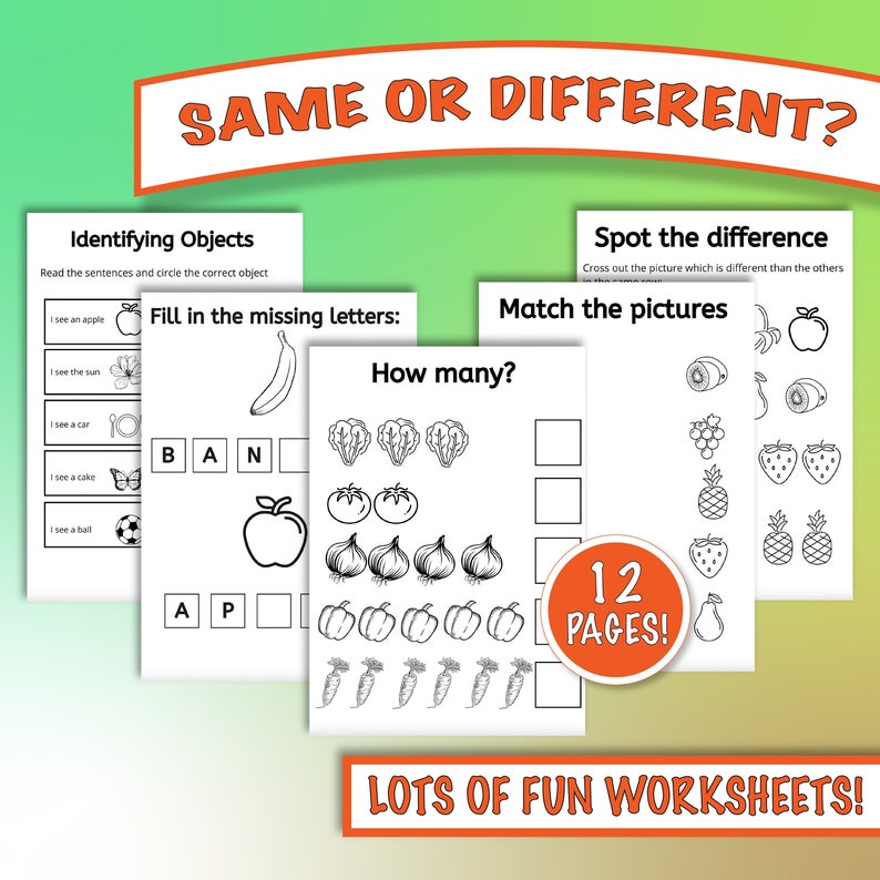 Kids Fun Worksheets and Activities! Matching Exercises for Kids ...