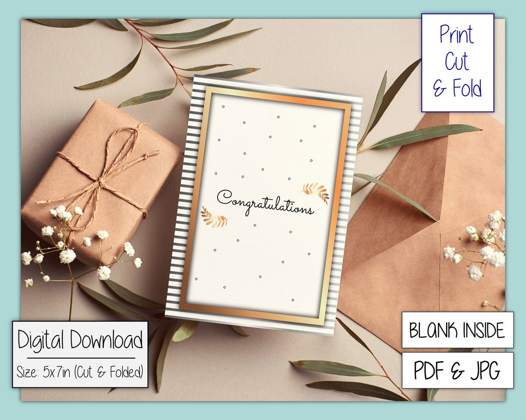 Printable Congratulations Greeting Card.digital Greeting Card.5x7in ...