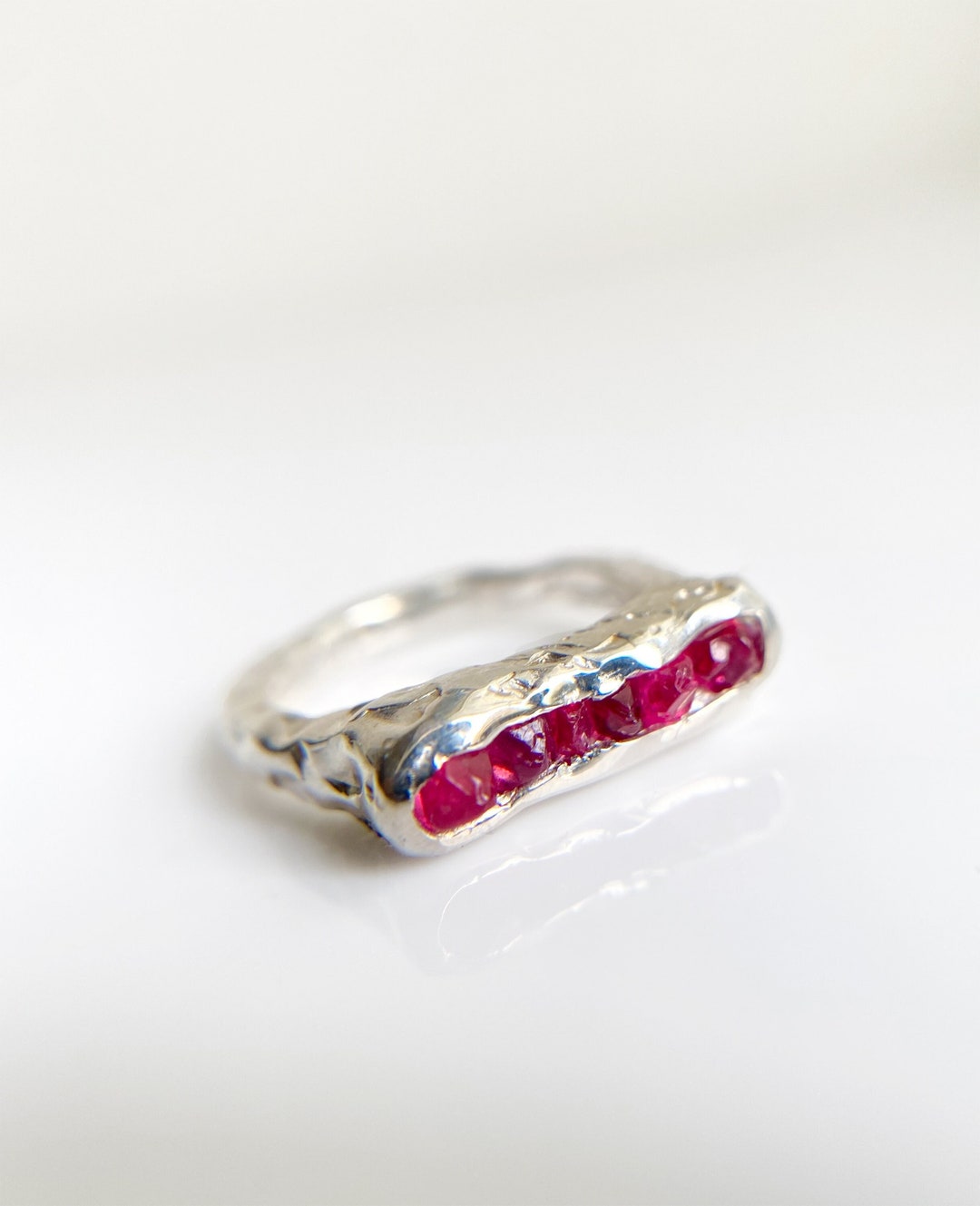 Flame Ring Featuring Raw Red Spinels and Unusualtextured Band - Etsy
