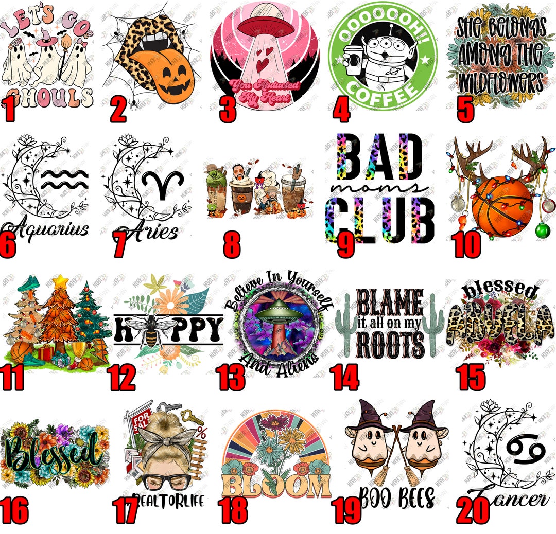 Bulk DTF Transfers Ready for Press Bundle, Custom DTF Print Full Color ...