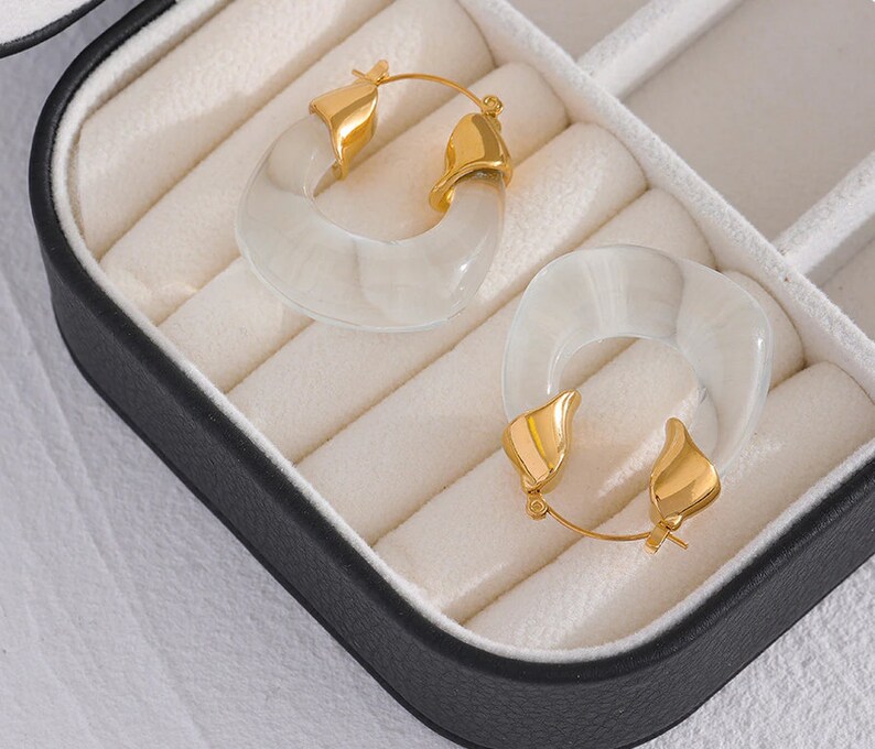 Transparent Oval Hoops Chunky Clear Hoops Acrylic Drop - Etsy