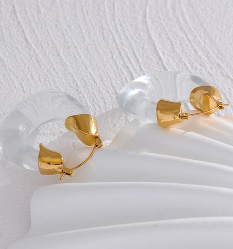Transparent Oval Hoops Chunky Clear Hoops Acrylic Drop - Etsy
