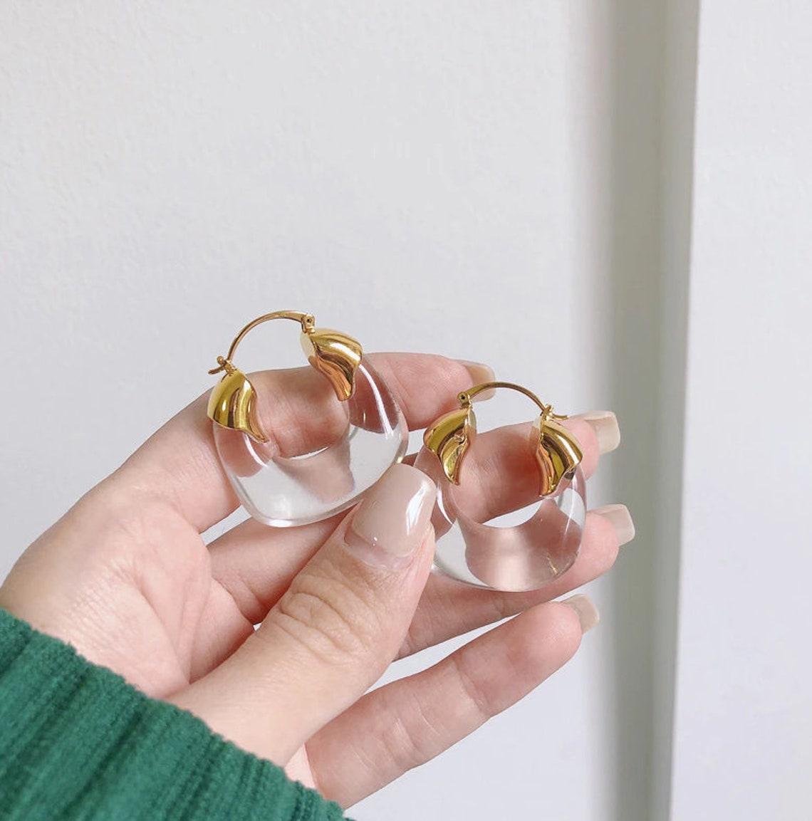 Transparent Oval Hoops Chunky Clear Hoops Acrylic Drop - Etsy