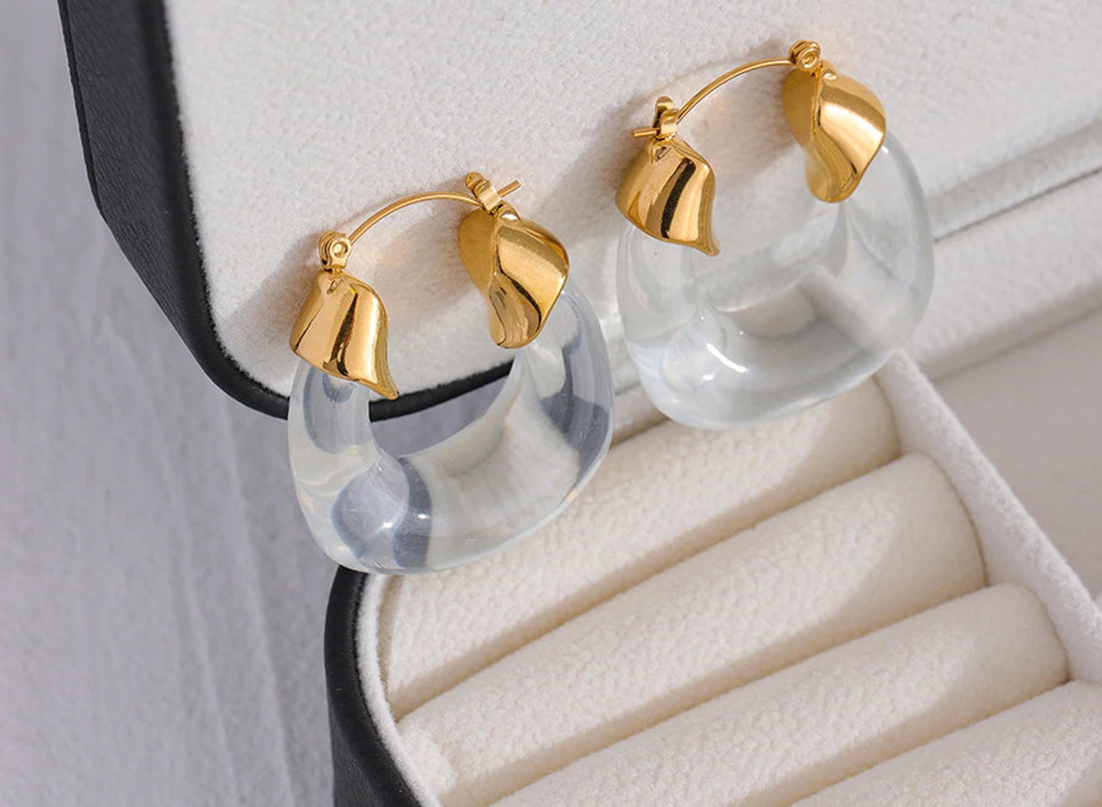 Transparent Oval Hoops Chunky Clear Hoops Acrylic Drop - Etsy