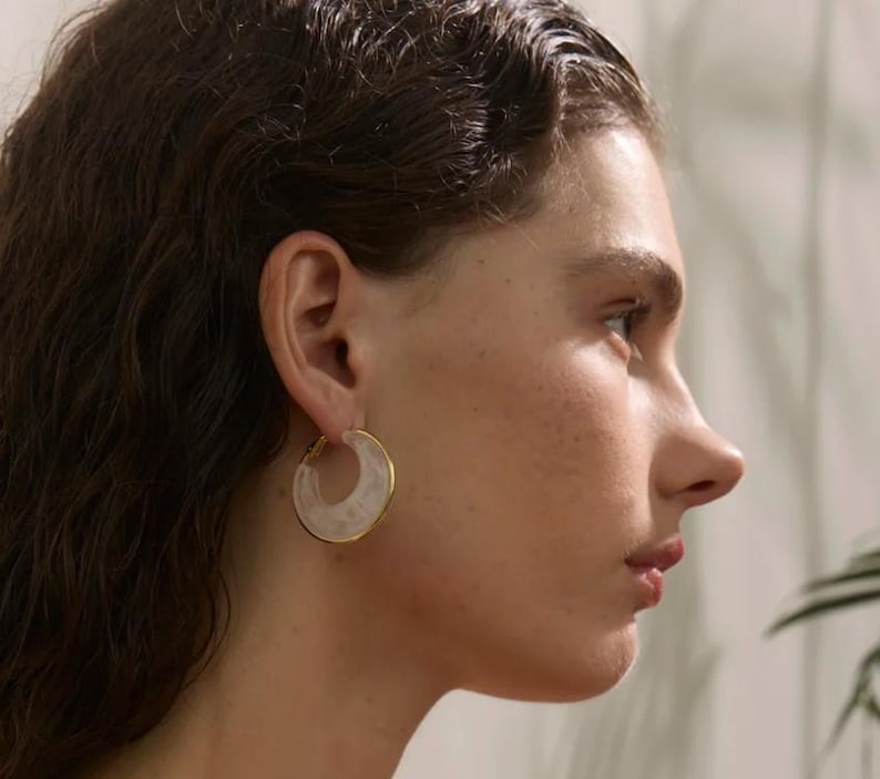 Clear Resin Hoop Earrings: 18K Gold Huggies, Acrylic Hoops - Etsy