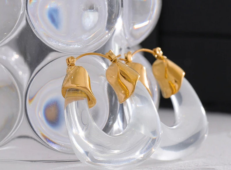 Transparent Oval Hoops Chunky Clear Hoops Acrylic Drop - Etsy