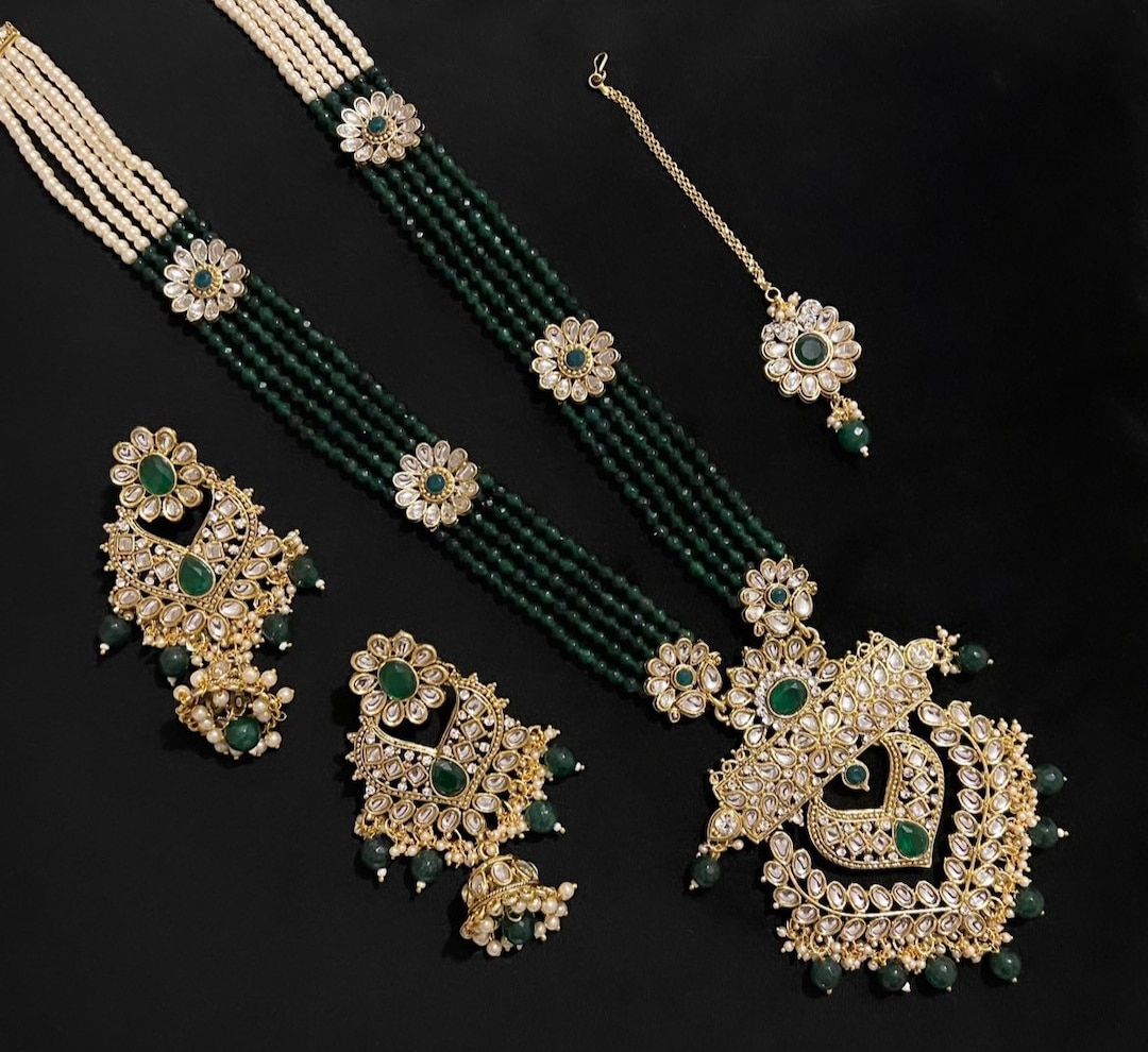 Rani Haar Set/jadau Indian Navrattan Necklace Set/bridal Punjabi Indian ...