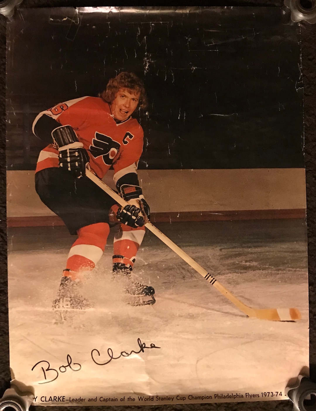 Vintage Bobby Clarke Poster - 18 X 24, Philadelphia Flyers, Broad Street Bullies, Christmas Gift ...