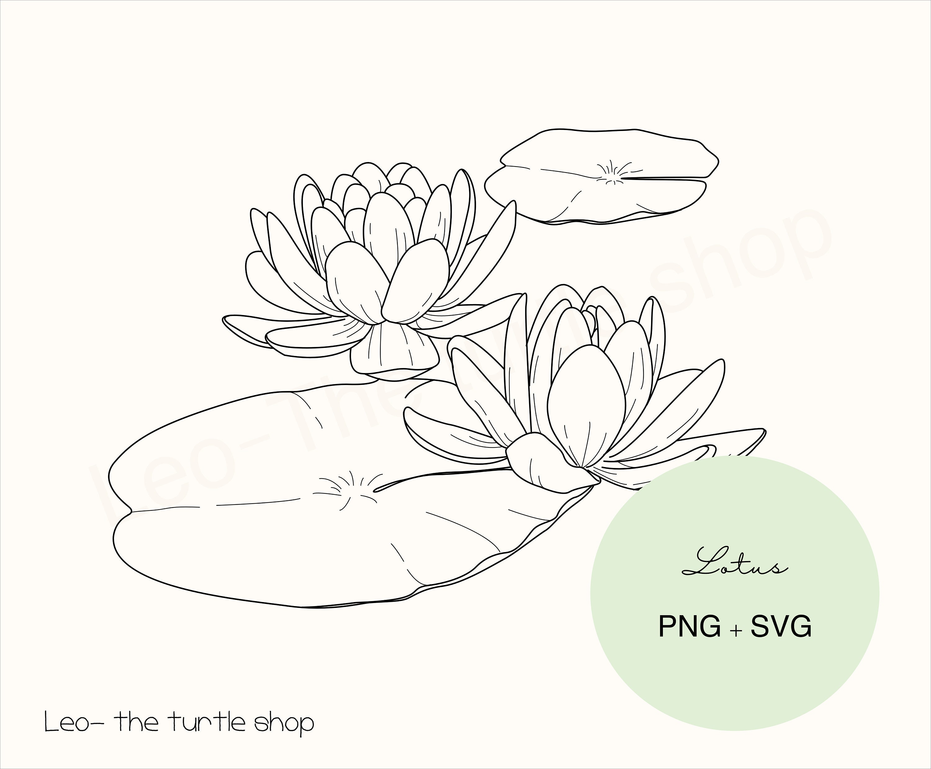Lotus Flower Lineart - PNG / SVG | Digital Download | Lilies Plant ...