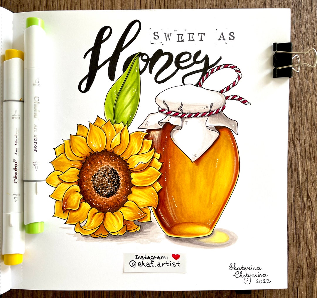 Sunflower | Marker Illustration | Wall Decor | Original Gift | Art ...