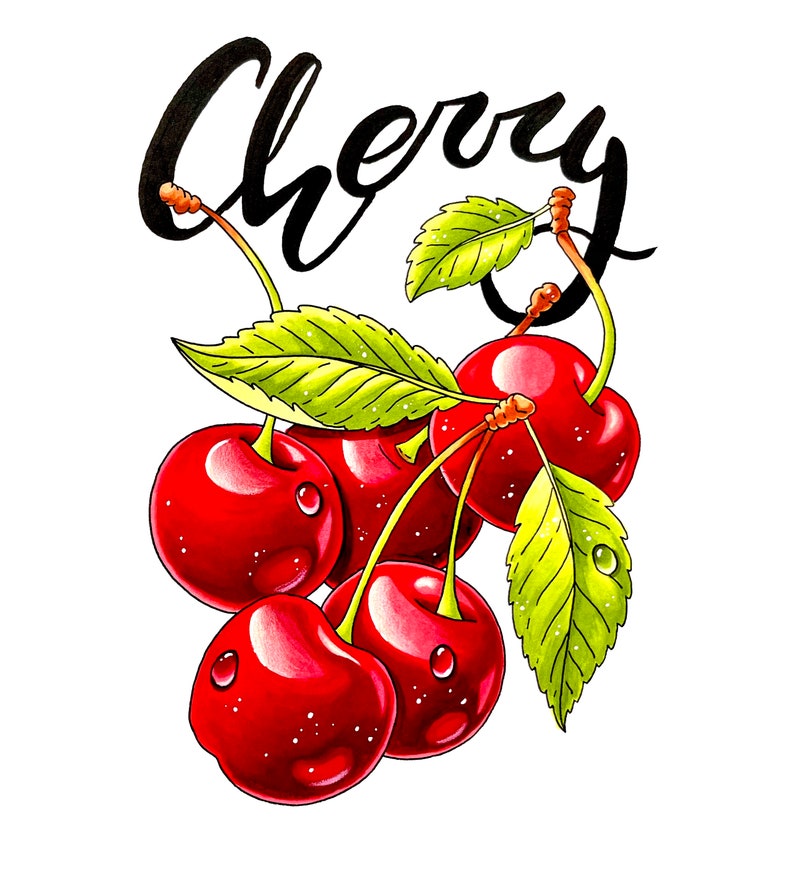 Cherries | Marker Illustration |wall Decor|original Gift| Art| Painting ...