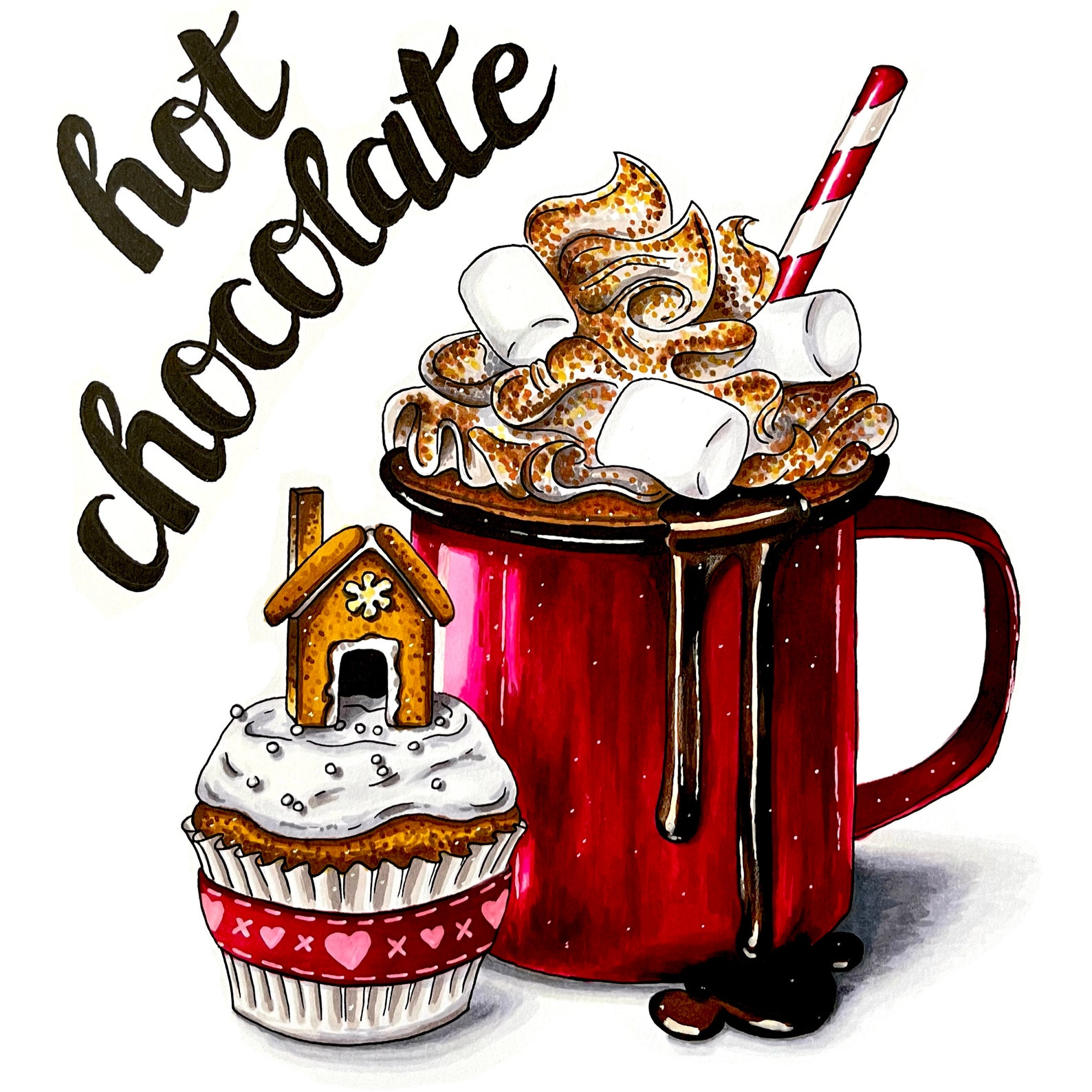 Hot Chocolate | Marker Illustration |wall Decor|original Gift| Art ...