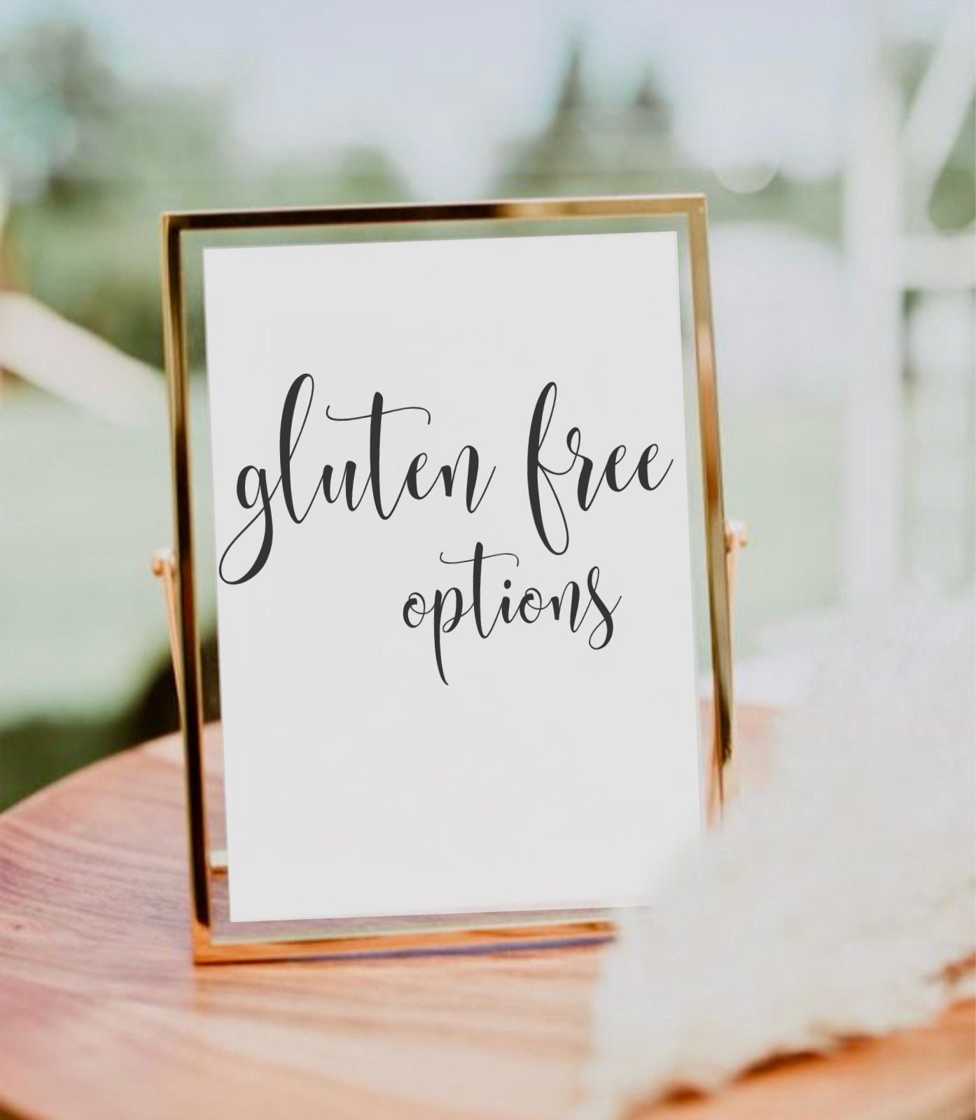 Minimalist Gluten Free Options Sign, Wedding Gluten Free Table Sign ...