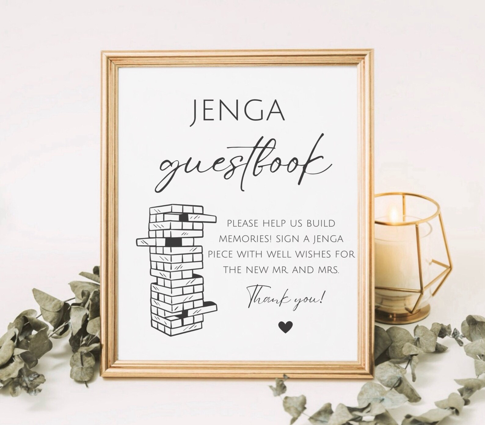 Jenga Guestbook Sign, Wedding Guest Book Sign, Printable Jenga ...
