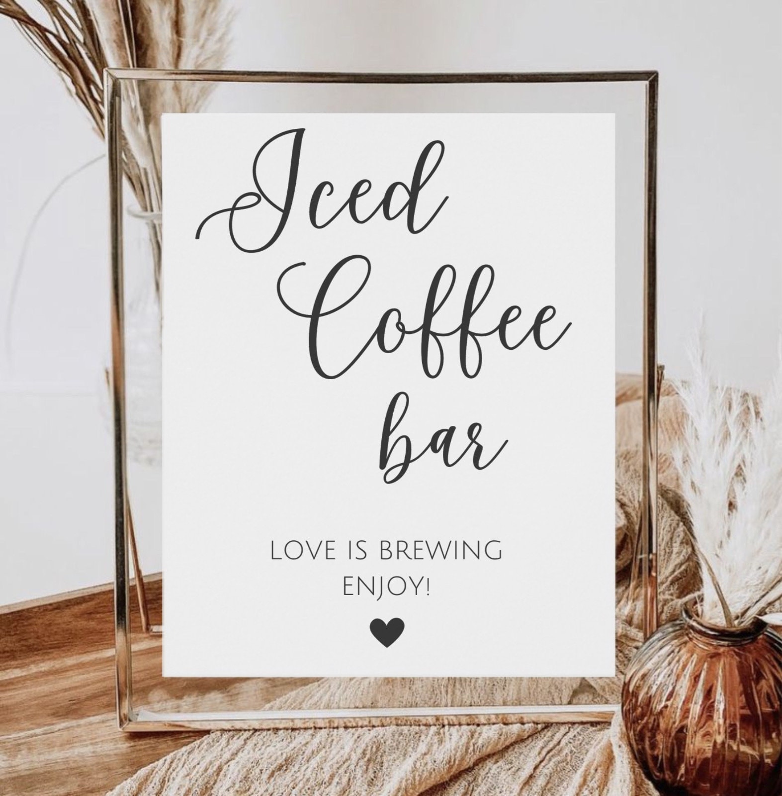 Minimalist Iced Coffee Bar Sign, Modern Coffee Bar Wedding Sign, Cold ...