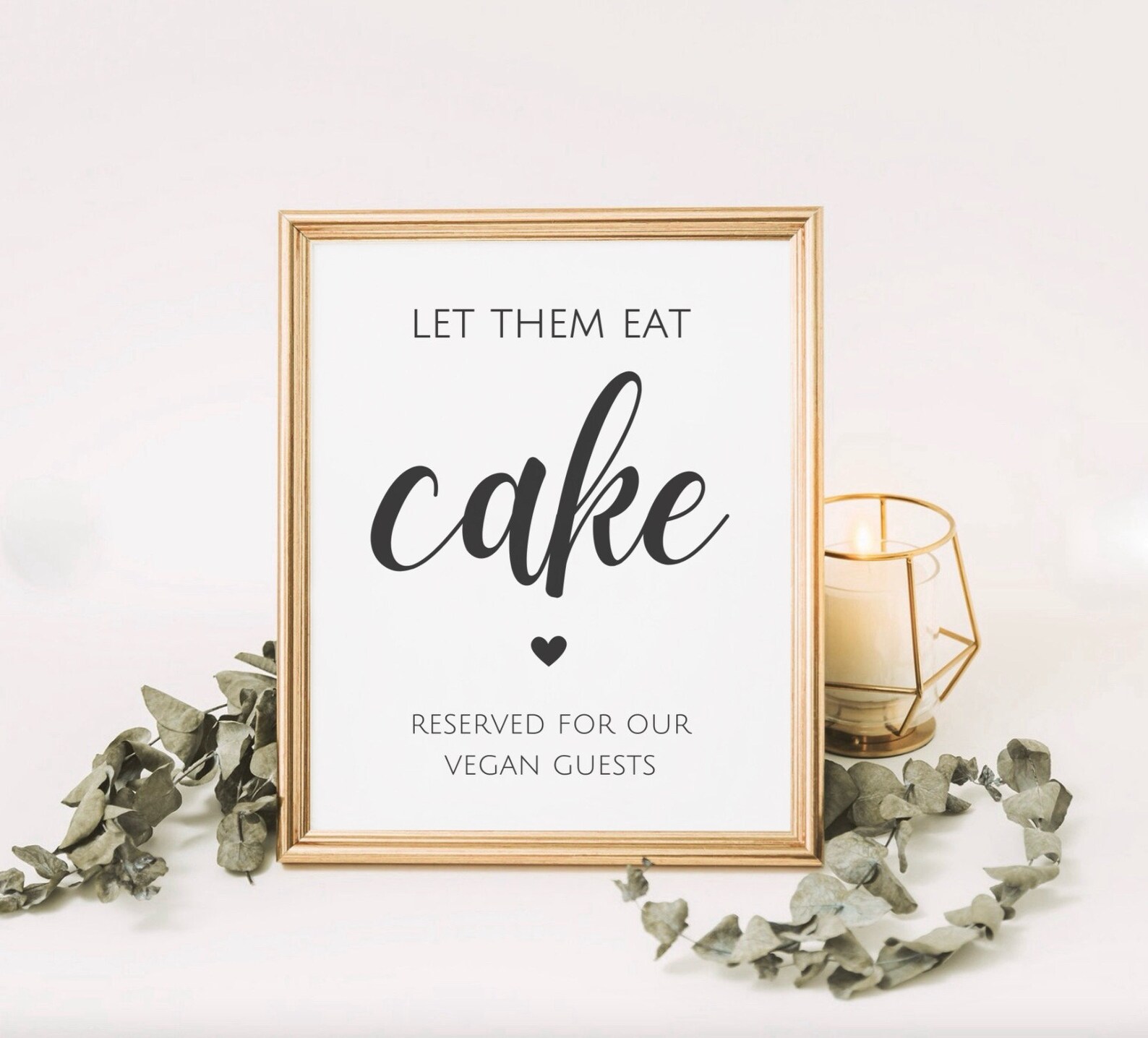 Let Them Eat Cake Sign, Wedding Cake Sign, Reserved for Vegan Guests ...