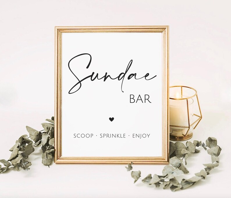 Sundae Bar Sign, Sundae Station, Ice Cream Bar Sign, Minimalist Wedding ...