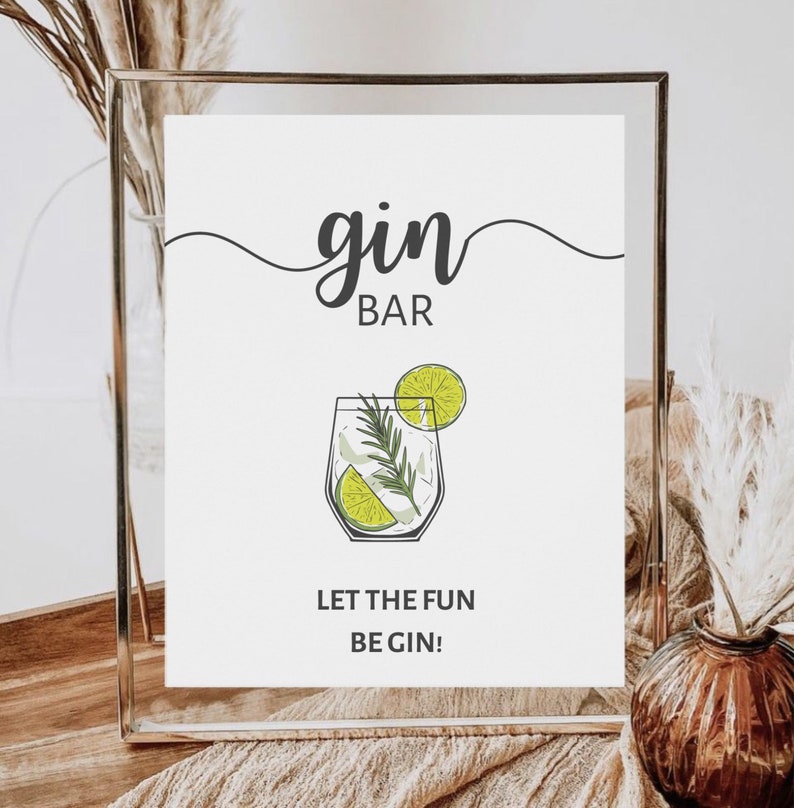 Gin Bar Sign, Let the Fun Be Gin Sign, Minimalist Wedding Gin Bar Sign ...