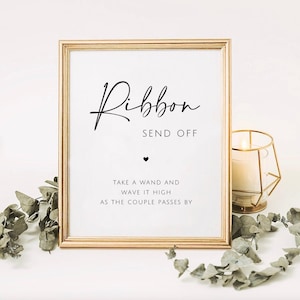 Minimalist Ribbon Send off Sign, Printable Wedding Newlywed Send off ...