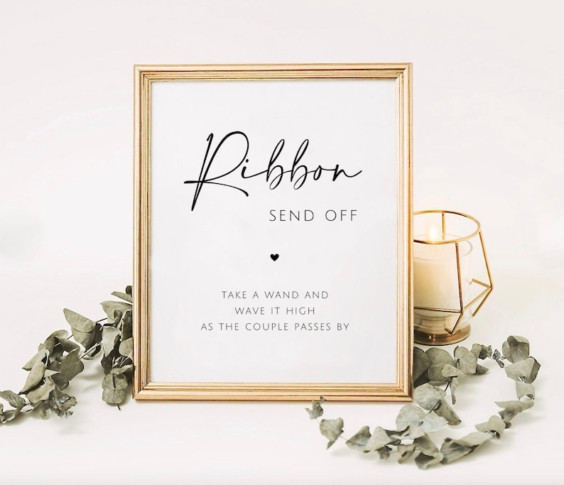 Minimalist Ribbon Send off Sign, Printable Wedding Newlywed Sendoff ...