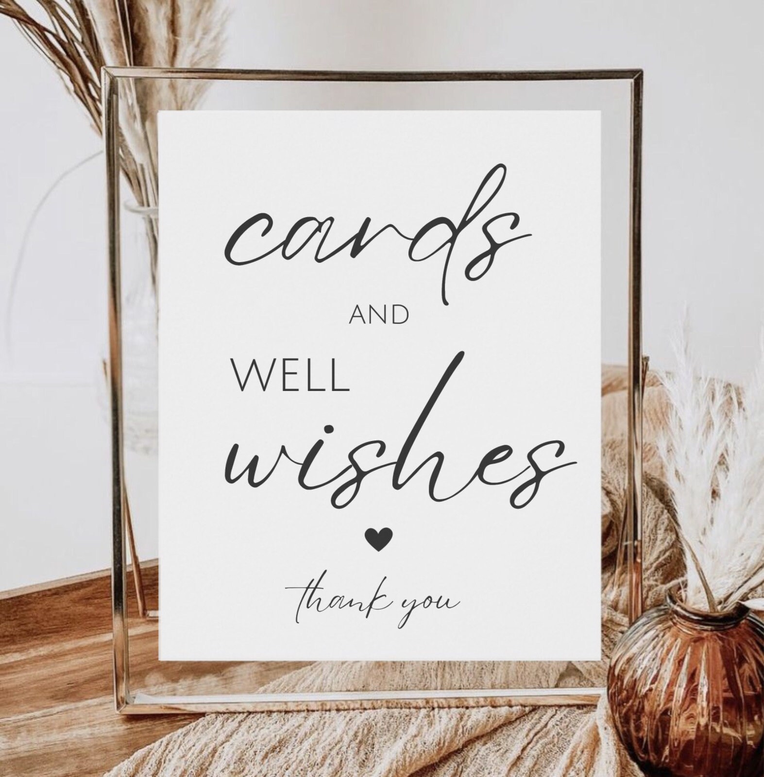 Cards and Well Wishes Sign, Cards Sign, Well Wishes Sign, Minimalist ...