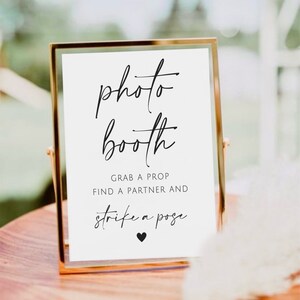 Minimalist Photo Booth Sign, Printable Wedding Photo Booth Sign ...