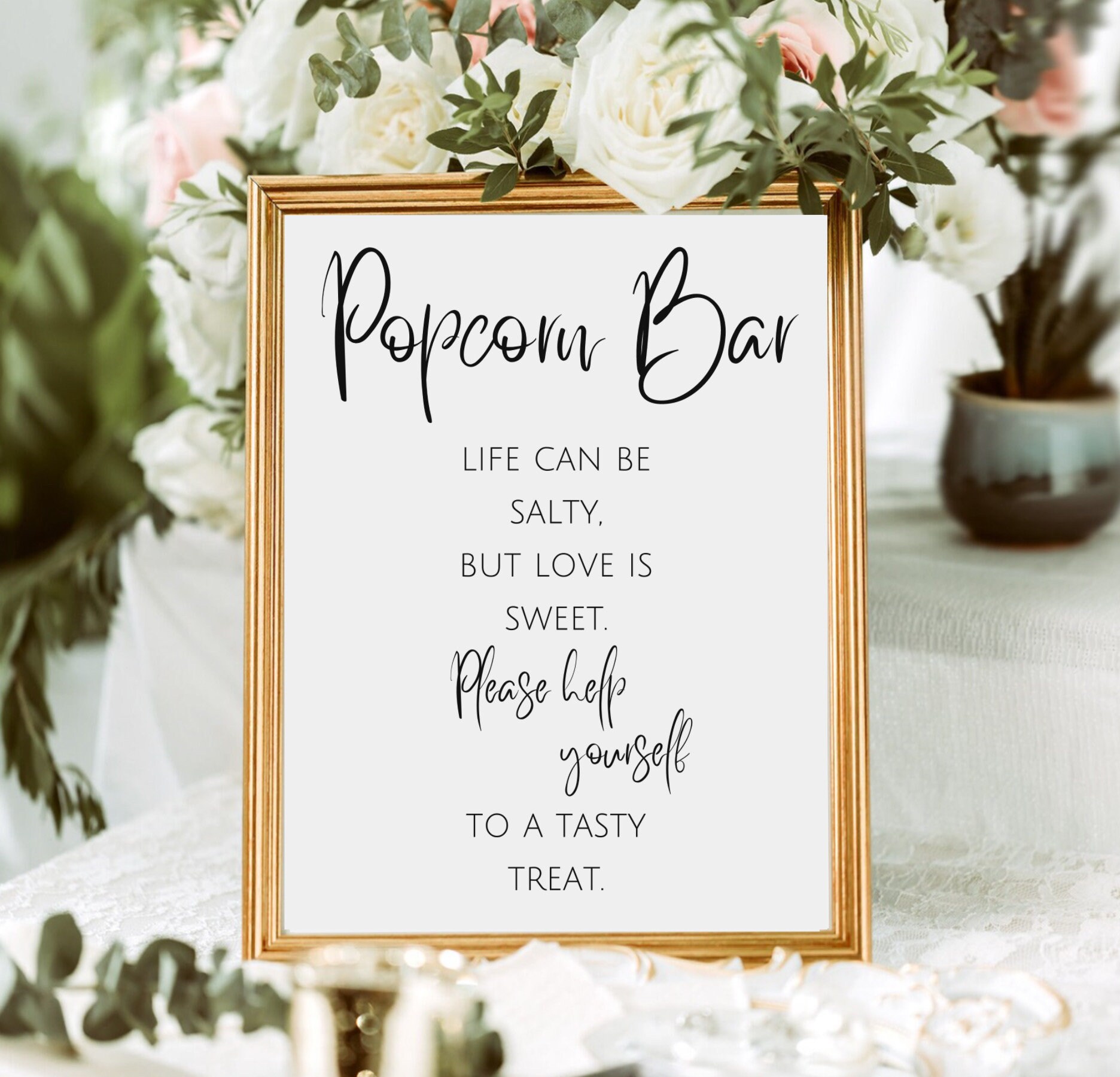 Minimalist Popcorn Bar Sign Wedding Snack Bar Table Signage - Etsy