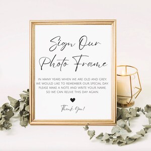 Sign Our Photo Frame Sign, Printable Wedding Guestbook Sign, Minimalist ...
