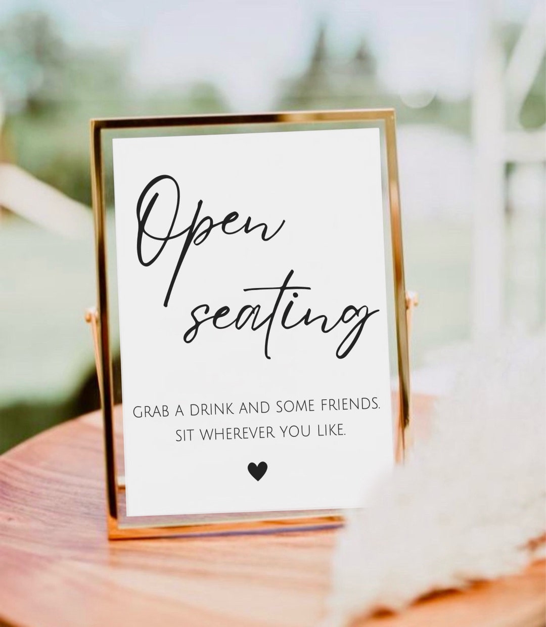 Minimalist Open Seating Sign, Wedding Printable No Assigned Seats Sign ...
