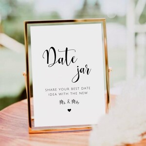 Date Jar Sign, Wedding Date Jar Sign, Date Night Ideas Sign, Date Jar ...