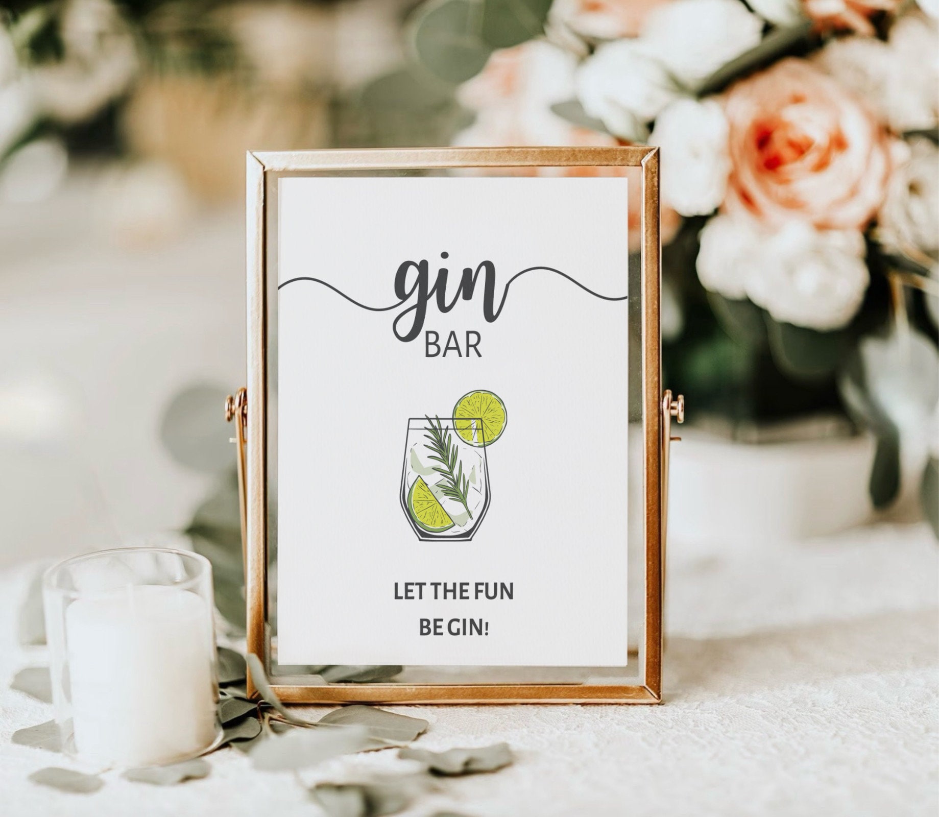 Gin Bar Sign, Let the Fun Be Gin Sign, Minimalist Wedding Gin Bar Sign ...
