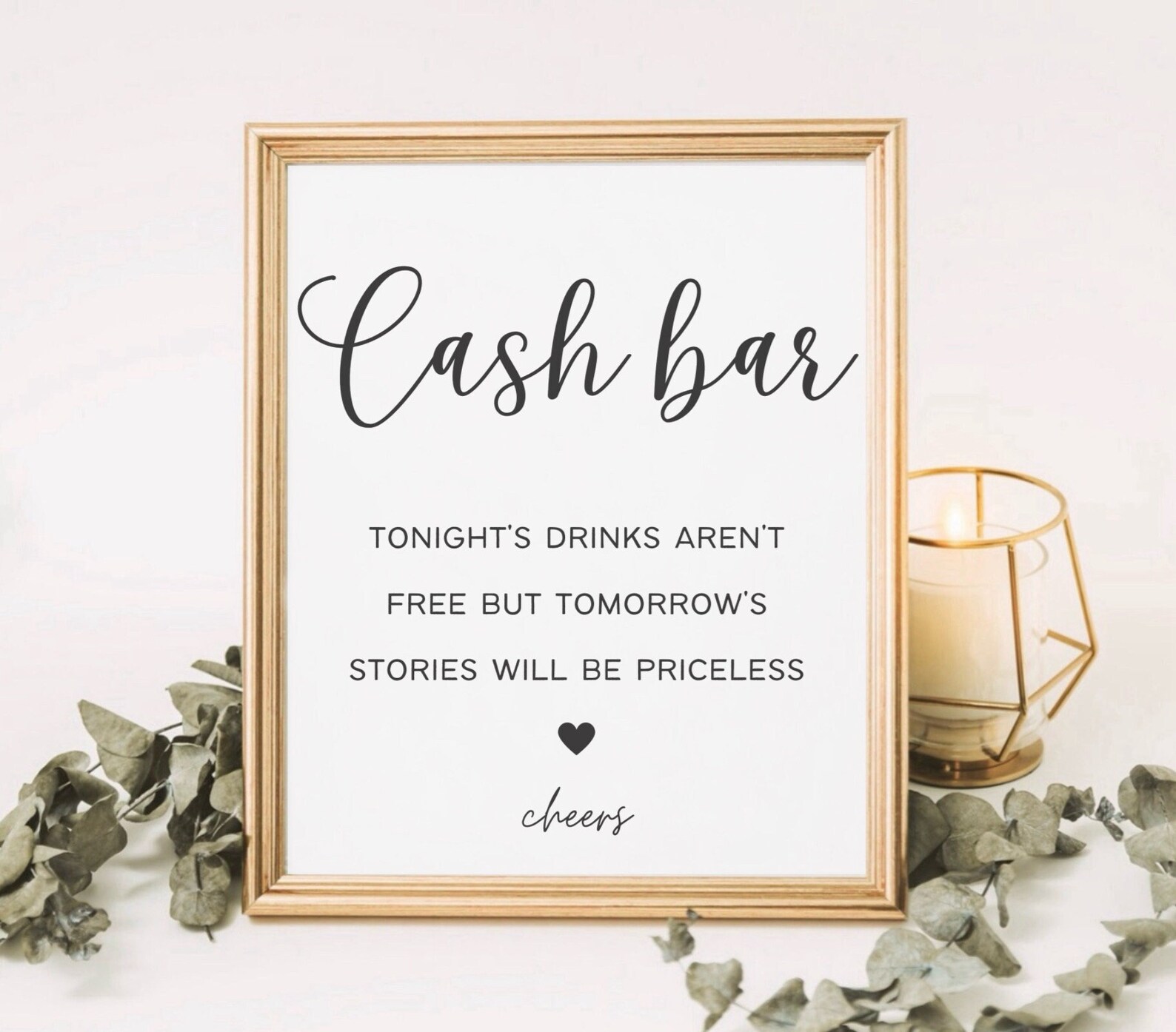 Minimalist Cash Bar Sign, Wedding Cash Bar Sign, Funny Wedding Bar ...