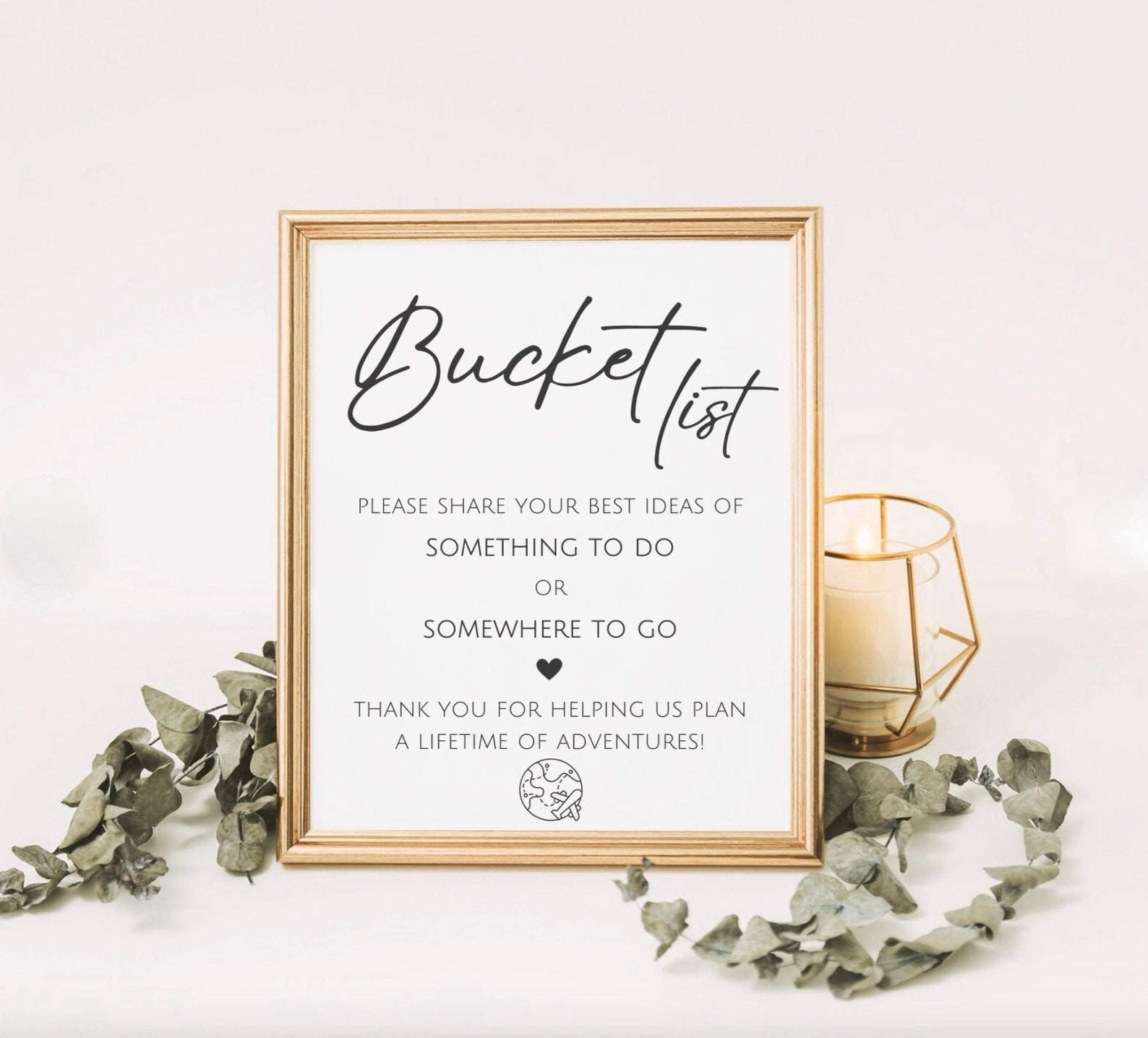 Minimalist Bucket List Sign, Wedding Bucket List Guest Book Sign ...