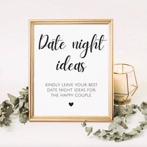 Minimalist Date Night Ideas Sign, Wedding Date Jar Sign, Wedding Date ...