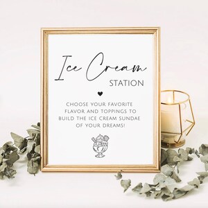 Ice Cream Bar Sign, Minimalist Wedding Ice Cream Station Sign ...