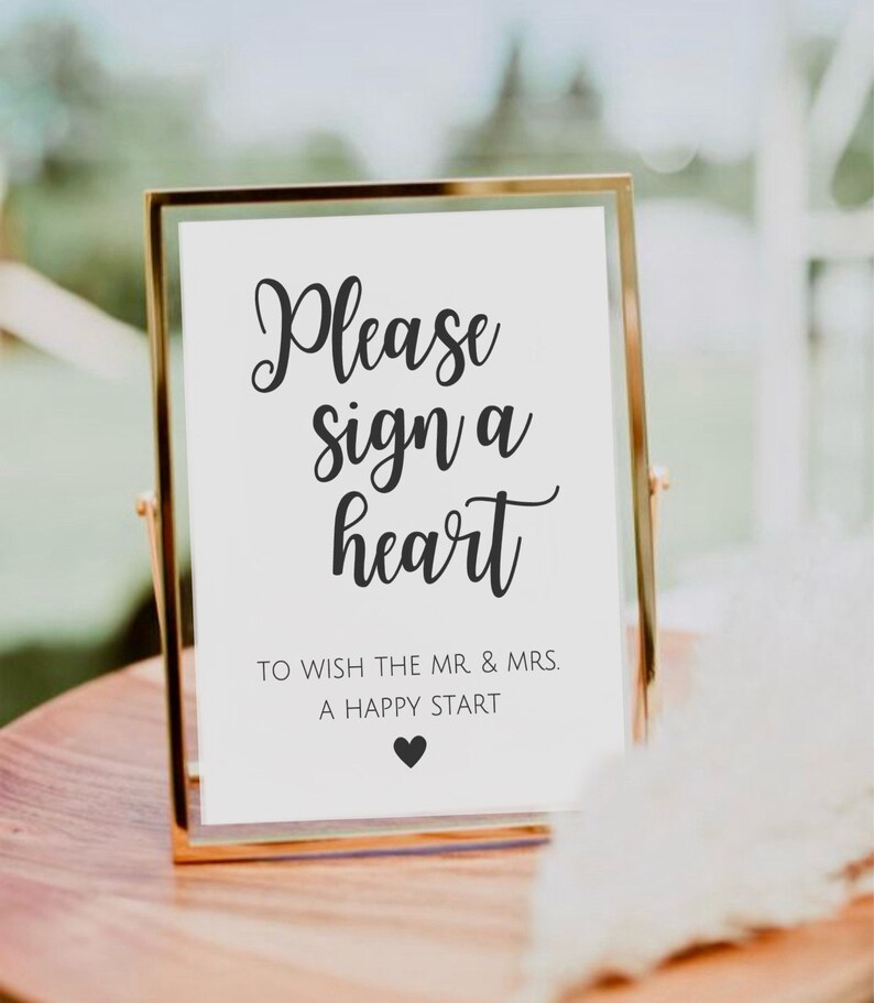 Please Sign A Heart Sign, Wedding Heart Guestbook, Heart Guestbook Sign ...