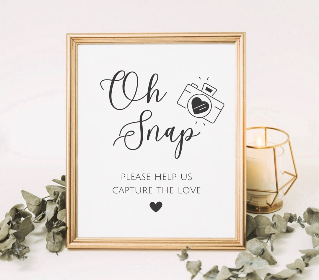 Oh Snap Sign, Wedding Hashtag Sign, Minimalist Wedding Instagram Sign ...