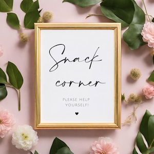 Snack Corner Sign, Snacks Sign, Snack Bar Sign, Wedding Food Bar Sign ...