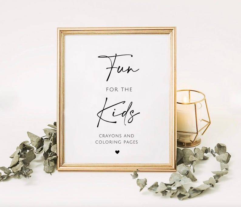 Minimalist Fun for the Kids Sign, Printable Wedding Kids Favor Table ...