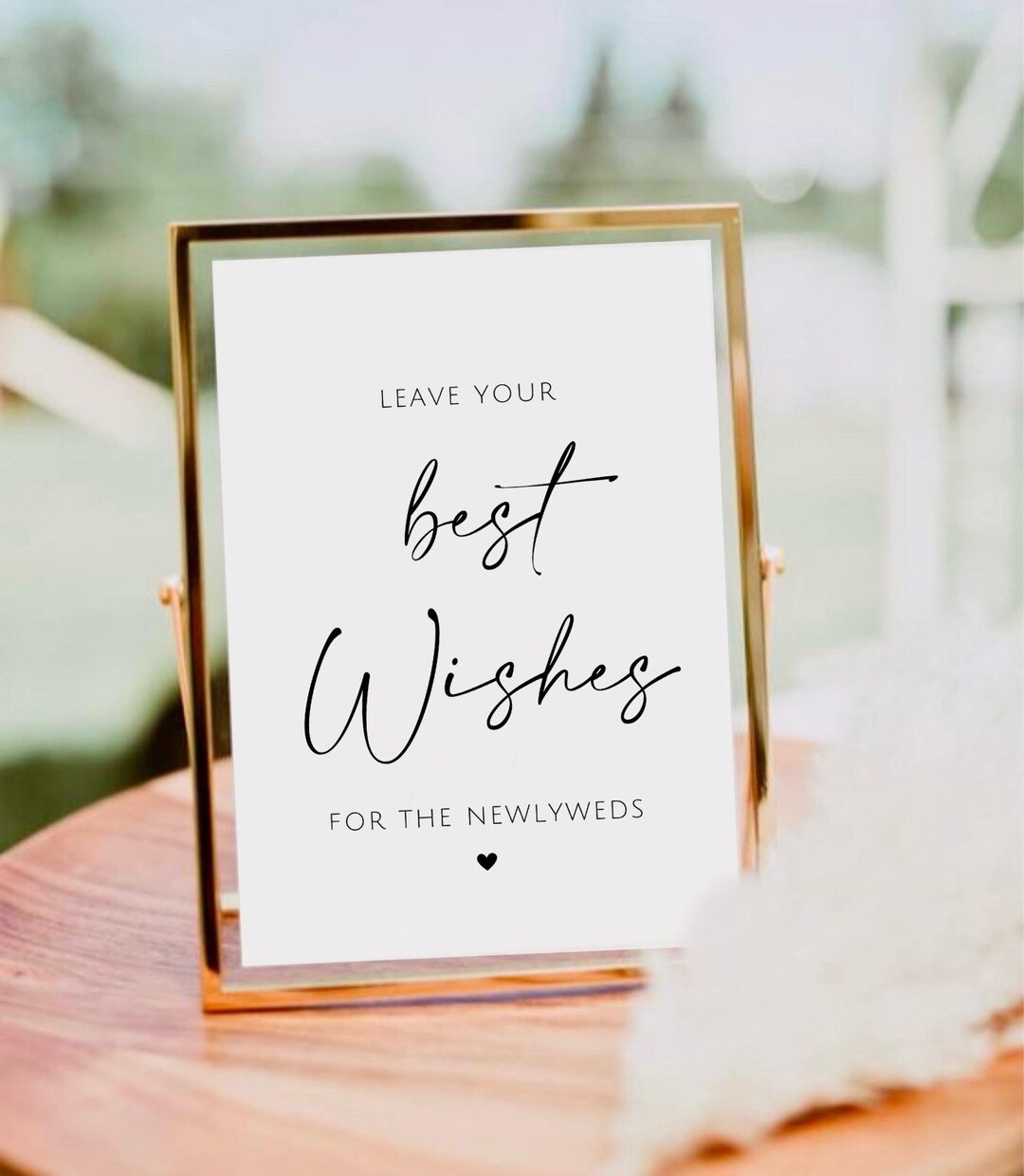 Best Wishes for the Newlyweds Sign, Minimalist Wedding Wishes Sign ...