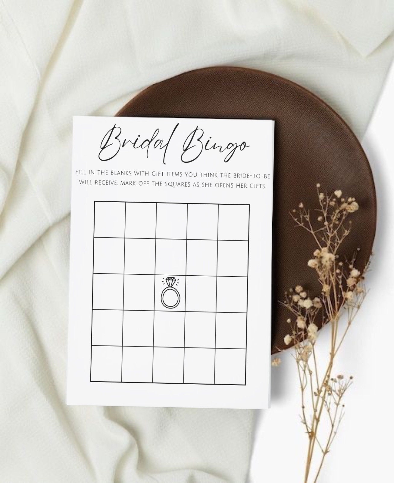 Minimalist Bridal Bingo, Bridal Shower Bingo Game, Printable Bingo Card ...